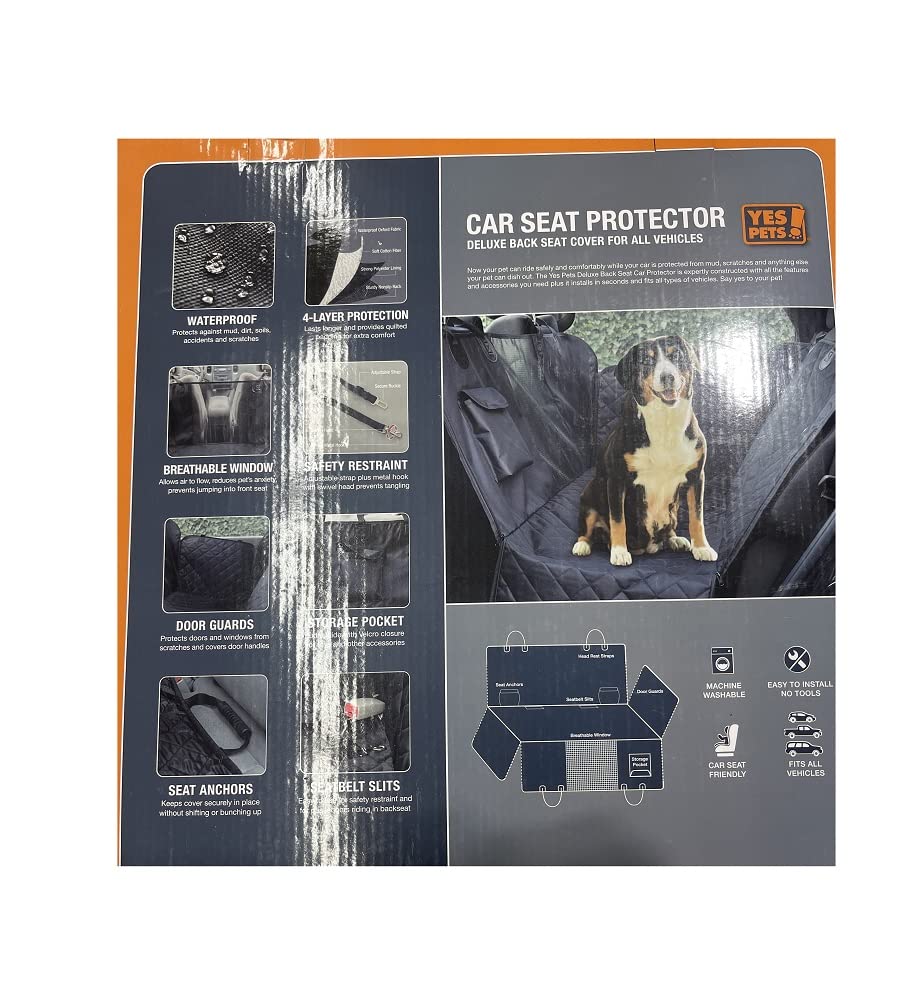 YES PETS Car Seat Protector Waterproof 4-Layer Protection Back Seat Cover All VECHICLES Plus Storage Bag and Safety Resistance