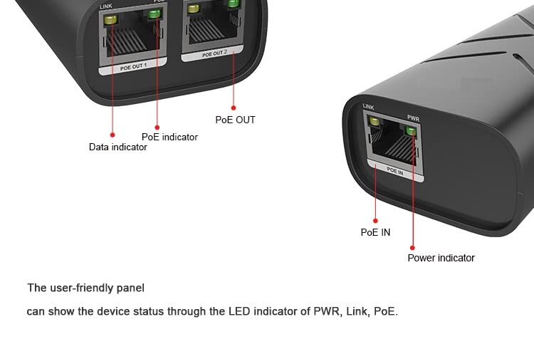 AIGWS 3 Port 10/100/1000M PoE Extender Switch 1 in 2 Out, Unmanaged Power Over Ethernet Repeater, IEEE 802.3 af for Security PoE IP Camera, VoIP Network (Gigabit)