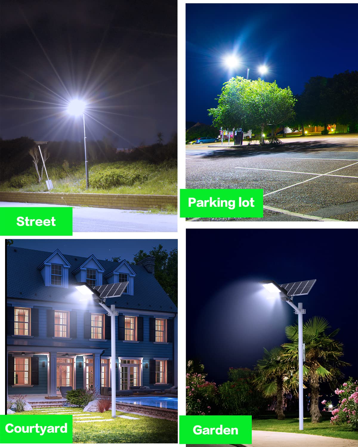 HYPERAZA Solar Street Light, 600W Solar Pole Lights Outdoor Dusk to Dawn Solar Flood Light with Remote Control IP66 6500K, Super Bright Solar Powered Lighting for Garage, Garden, Street