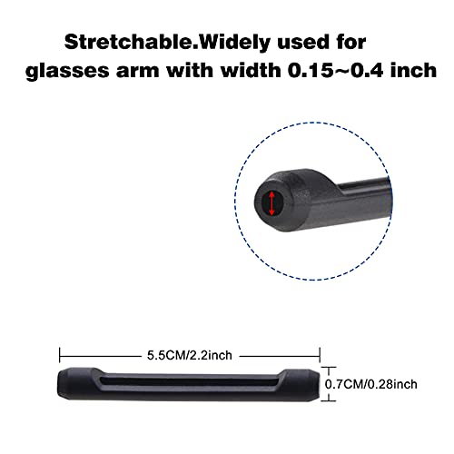 6 Pairs Silicone Eyeglasses Temple Tips Sleeve Retainer, Anti-Slip Elastic Glasses Ear Grip Comfort Eyeglasses Retainers Behind The Ears for Reading Glasses Sunglasses (Black)