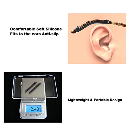 6 Pairs Silicone Eyeglasses Temple Tips Sleeve Retainer, Anti-Slip Elastic Glasses Ear Grip Comfort Eyeglasses Retainers Behind The Ears for Reading Glasses Sunglasses (Black)