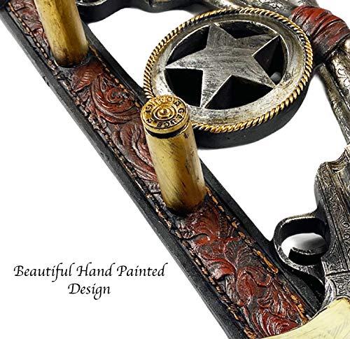Urbalabs Six Shooter Western Coat Hanger Towel Hook Country Decor Wall Coat Rack Hanging Hooks Key Holder Mounted Decorative Cowboy Hat Rack Rustic Home Gun Decor (Double Pistol Shotgun Shell)