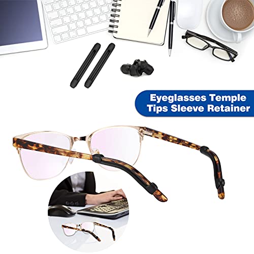 6 Pairs Silicone Eyeglasses Temple Tips Sleeve Retainer, Anti-Slip Elastic Glasses Ear Grip Comfort Eyeglasses Retainers Behind The Ears for Reading Glasses Sunglasses (Black)