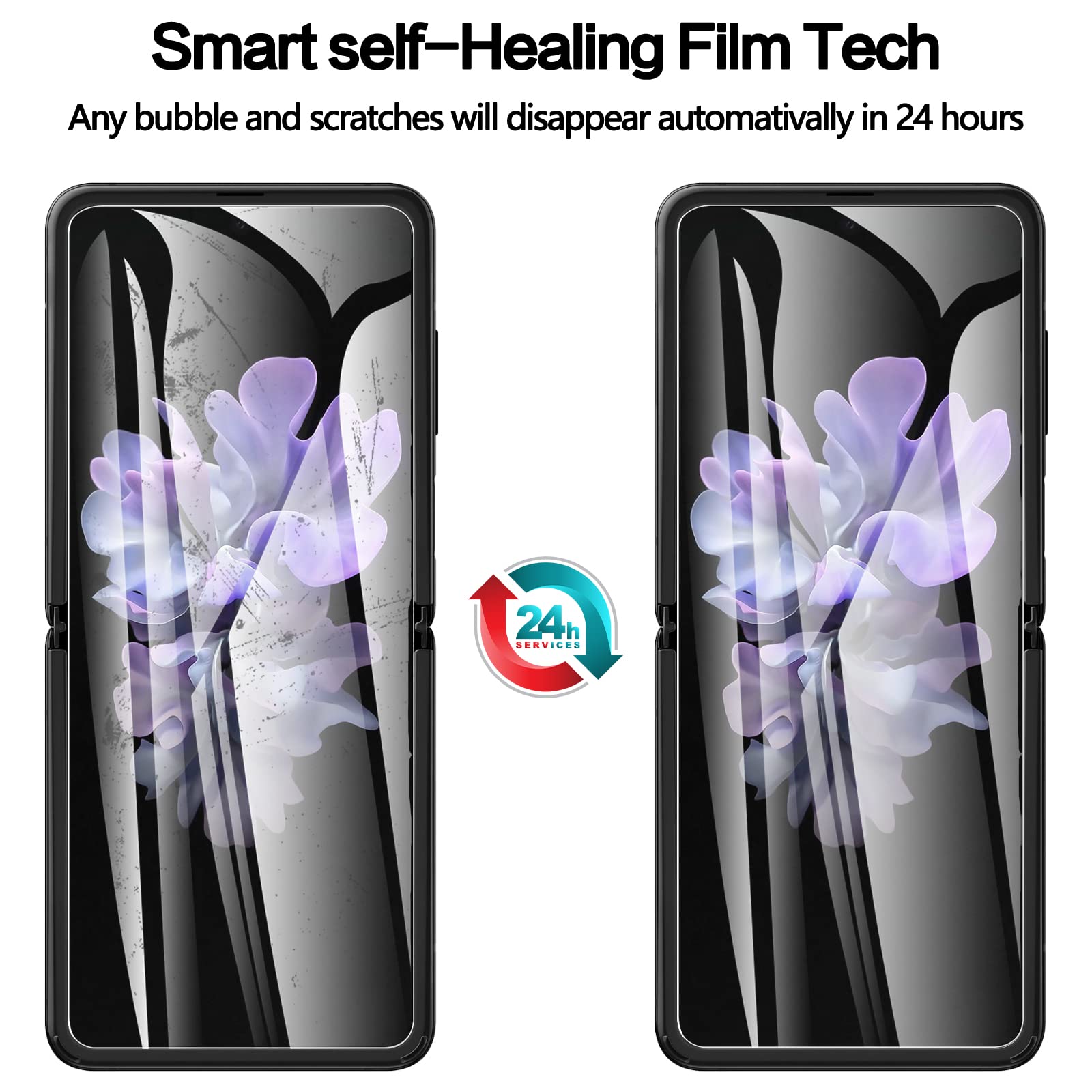 YWXTW [2+2 Pack] for Samsung Galaxy Z Flip 3 Inside EPU Screen Protector + Camera Lens Protector Tempered Glass, Upgraded Ultra-Thin Bubble Free HD Clarity Protective Coverage Scratch Resistant