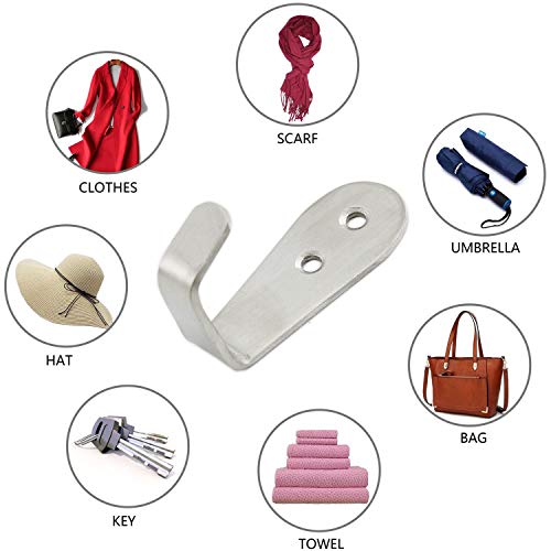 Ulifestar Stainless Steel Coat Hooks, Heavy Duty Metal Hooks for Hanging Towels Keys Hats,Kitchen Bathroom Wall Mounted Hanger Hooks Indoor and Outdoor Hooks with Installation Screws 8 Pack
