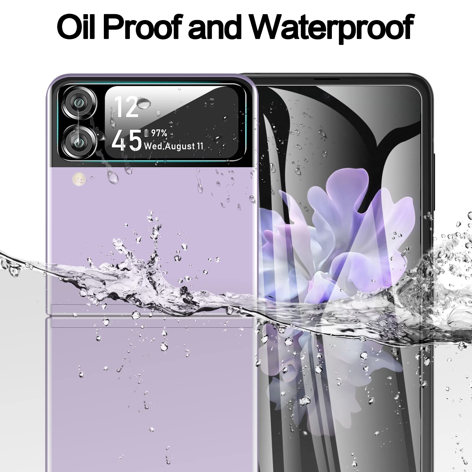 YWXTW [2+2 Pack] for Samsung Galaxy Z Flip 3 Inside EPU Screen Protector + Camera Lens Protector Tempered Glass, Upgraded Ultra-Thin Bubble Free HD Clarity Protective Coverage Scratch Resistant