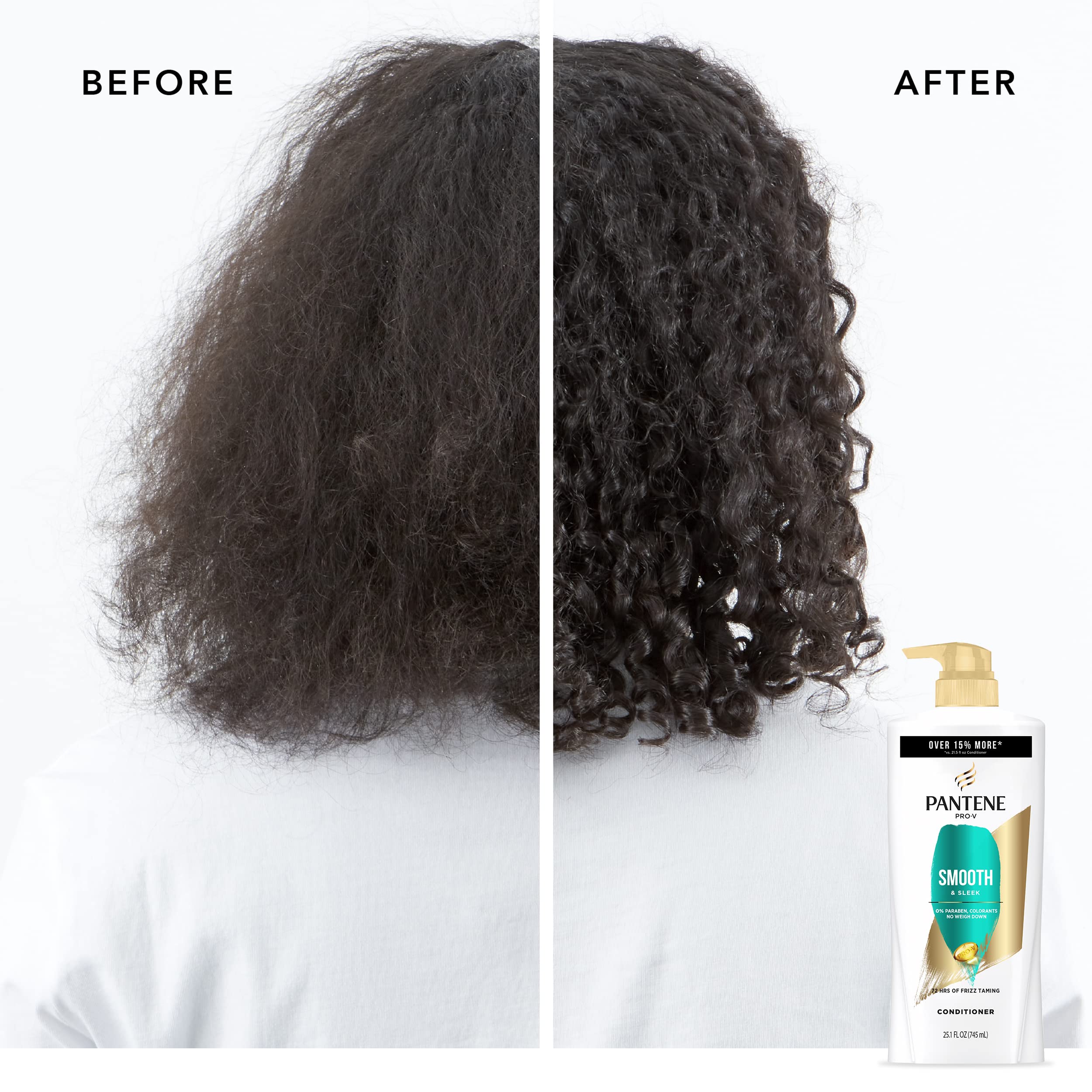 PANTENE PRO-V Smooth & Sleek Conditioner, 25.1 oz, Twin Pack and Intense Rescue Shot Treatment 0.5 oz for dry hair