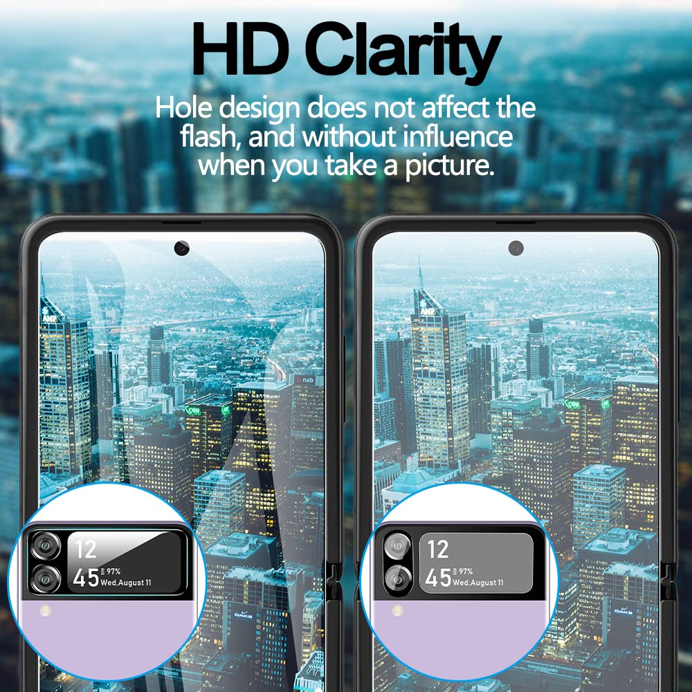 YWXTW [2+2 Pack] for Samsung Galaxy Z Flip 3 Inside EPU Screen Protector + Camera Lens Protector Tempered Glass, Upgraded Ultra-Thin Bubble Free HD Clarity Protective Coverage Scratch Resistant