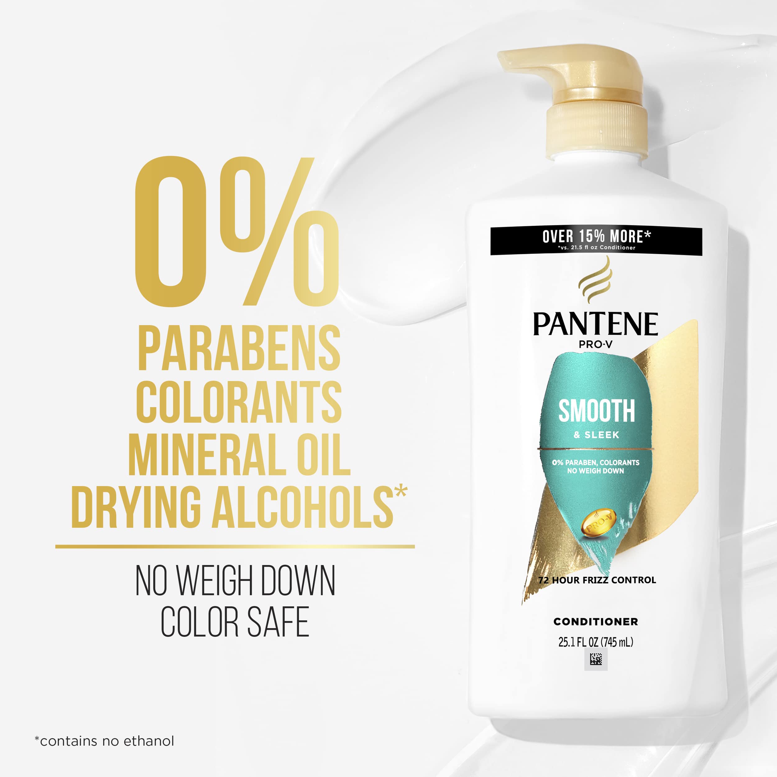 PANTENE PRO-V Smooth & Sleek Conditioner, 25.1 oz, Twin Pack and Intense Rescue Shot Treatment 0.5 oz for dry hair