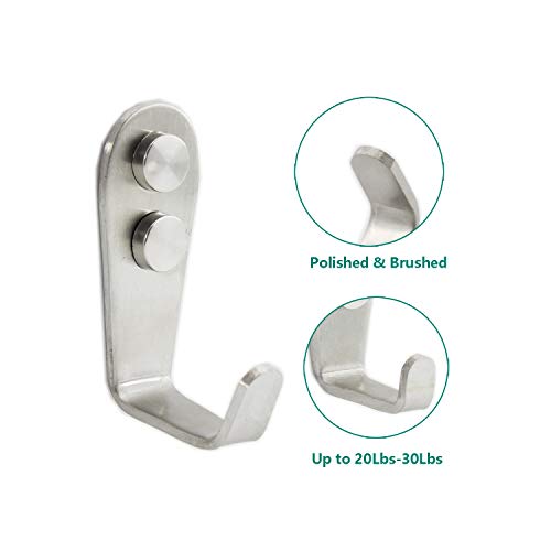 Ulifestar Stainless Steel Coat Hooks, Heavy Duty Metal Hooks for Hanging Towels Keys Hats,Kitchen Bathroom Wall Mounted Hanger Hooks Indoor and Outdoor Hooks with Installation Screws 8 Pack