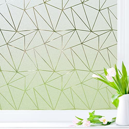 Beautysaid Window Privacy Film Frosted Glass Window Stickers: Bathroom Frosting Sun Blocking Static Cling Non-Adhesive Vinyl Removable Decorations Covers for Home Office 17.5x78.7inch