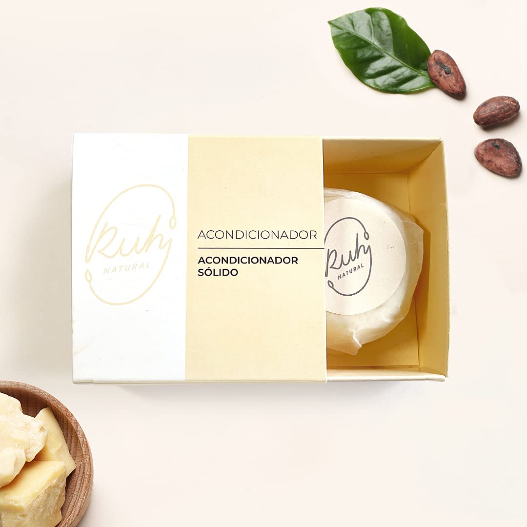 Ruh Natural Conditioner Bar for All Hair Types, Handmade Sulfate Free Conditioner Bars with Cocoa Butter and Jojoba, Vegan and Zero-Waste Eco-Friendly