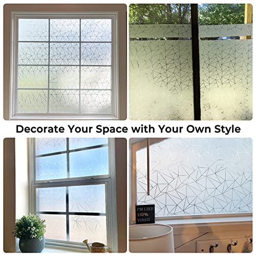 Beautysaid Window Privacy Film Frosted Glass Window Stickers: Bathroom Frosting Sun Blocking Static Cling Non-Adhesive Vinyl Removable Decorations Covers for Home Office 17.5x78.7inch