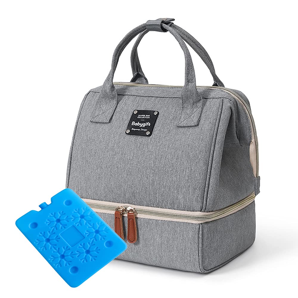 Breast Pump Backpack - Mini Diaper Bag Insulation Lunch Bag Portable Mommy Bag with Double Layer for Women