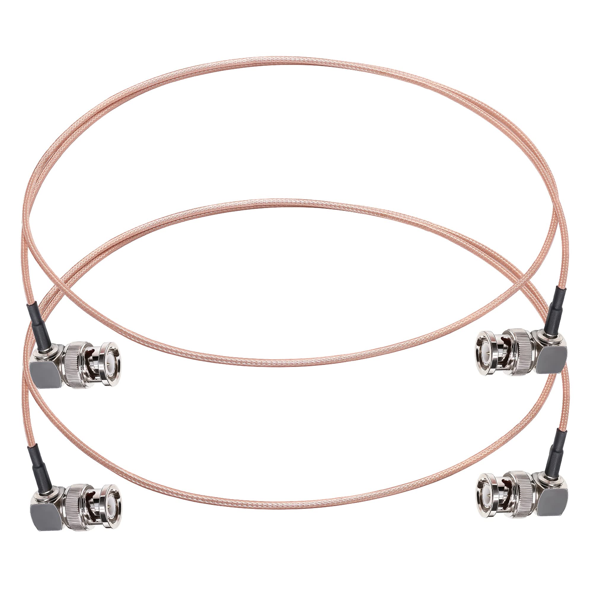 TUOLNK BNC Cable RG316 BNC Male Right Angle to BNC Male Right Angle Coaxial Cable for CCTV HD SDI Cable 3.28ft (1M) 50Ohm BNC Elbow 90 Degree Extension Cable 2 Pack