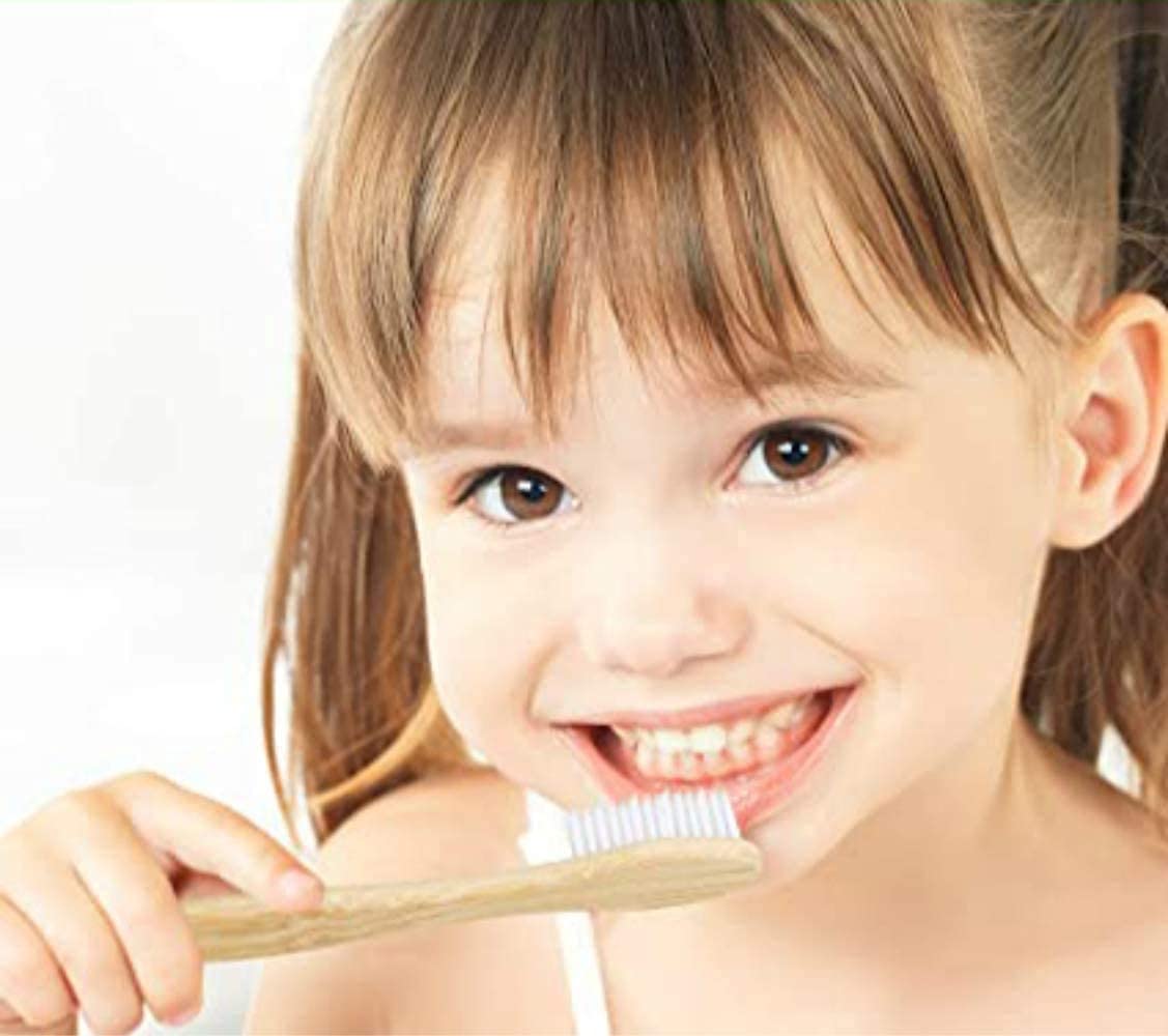 ECOPRO Kids Bamboo Toothbrushes 20 Pack Manual Toothbrush Set Premium, Eco-Friendly Wooden Handle Tooth Brushes Kit for Chidren (Mixed-Color 20 Pcs)