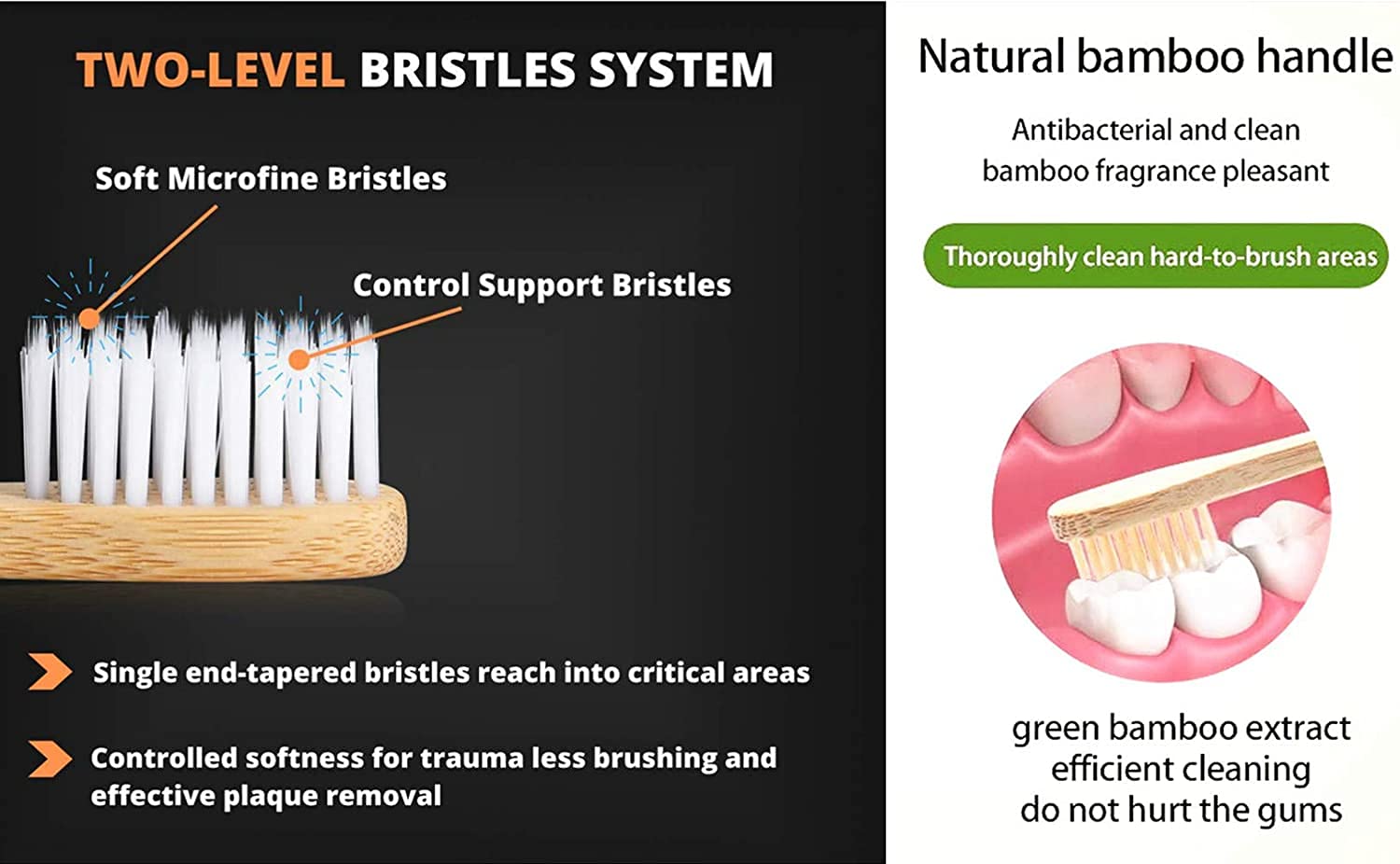 ECOPRO Kids Bamboo Toothbrushes 20 Pack Manual Toothbrush Set Premium, Eco-Friendly Wooden Handle Tooth Brushes Kit for Chidren (Mixed-Color 20 Pcs)