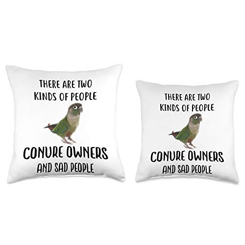 Cute Green Cheek Conure Parrot Design Funny Sad People and Green Cheek Conure Parrot Gift Throw Pillow, 18x18, Multicolor