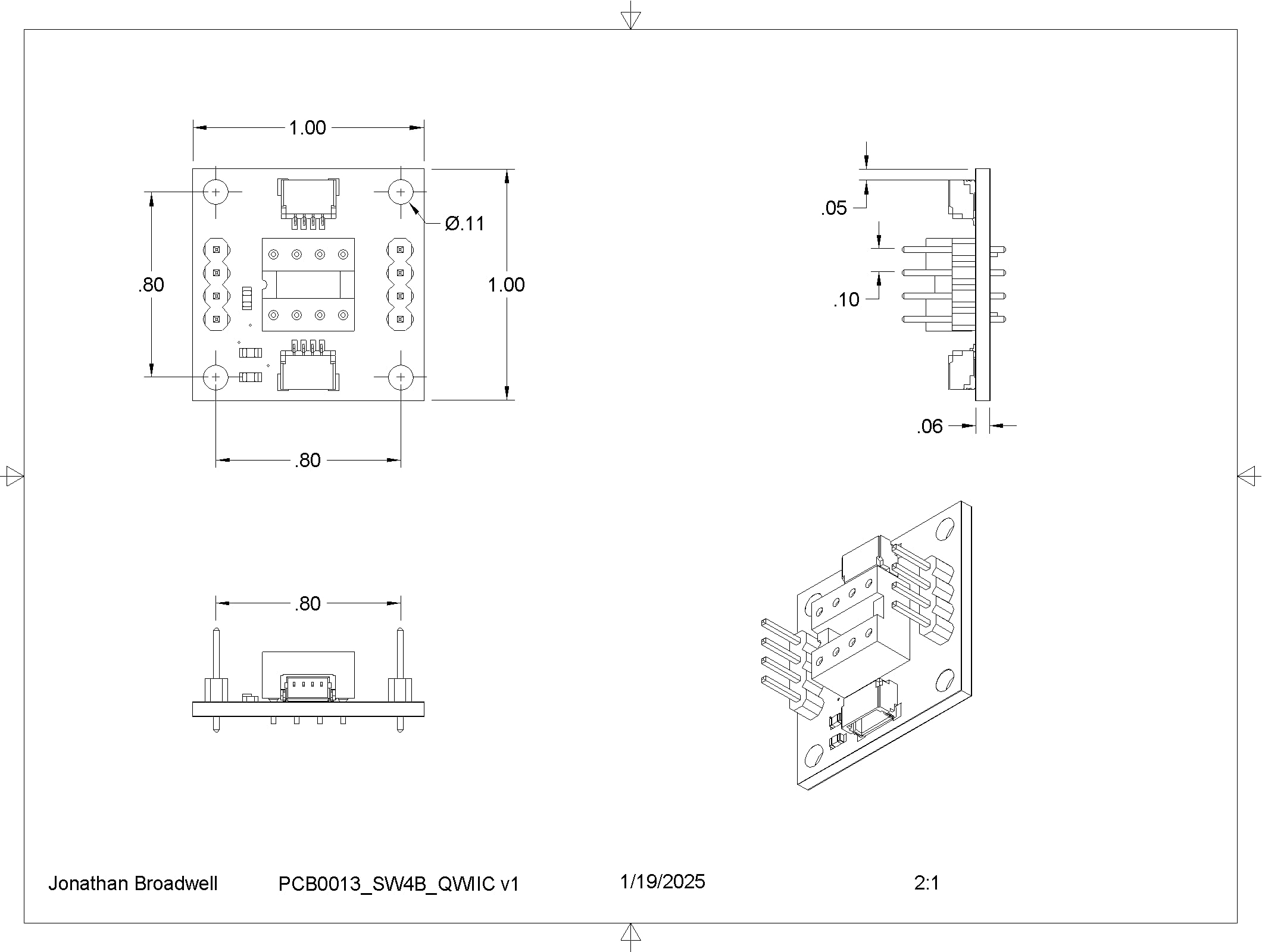 Qwiic Adapter Breakout Board for Serial Wombat 4B Chip PCB_0013 Board 4-Pack