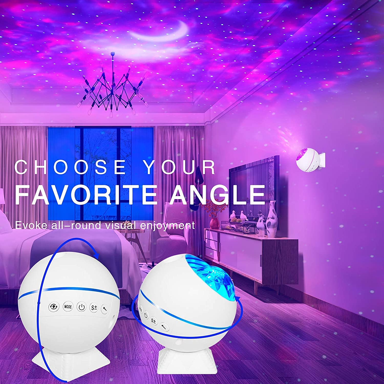 Star Projector, Galaxy Projector, Led Night Light with Remote Control Voice Control,for Bedroom New Year Gift Baby Rooms Starlight Dinners Game Rooms Home Party Gift for Kids (White)
