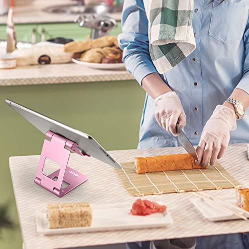 simr Large Adjustable Cell Phone Stand Desk Foldable Cell Phone Holder for iPhone 14 13 12 Pro 11 X XS Max 8 7 6 Plus 5, iPad Mini, 4-13" All CellPhones (Rose Gold)