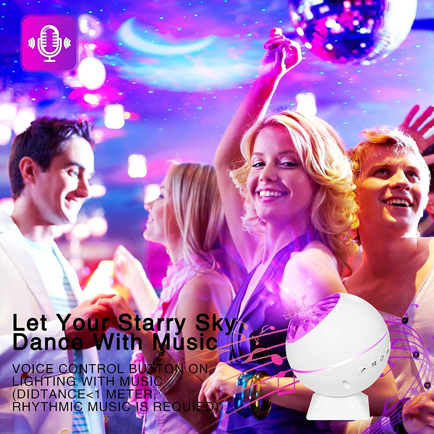 Star Projector, Galaxy Projector, Led Night Light with Remote Control Voice Control,for Bedroom New Year Gift Baby Rooms Starlight Dinners Game Rooms Home Party Gift for Kids (White)