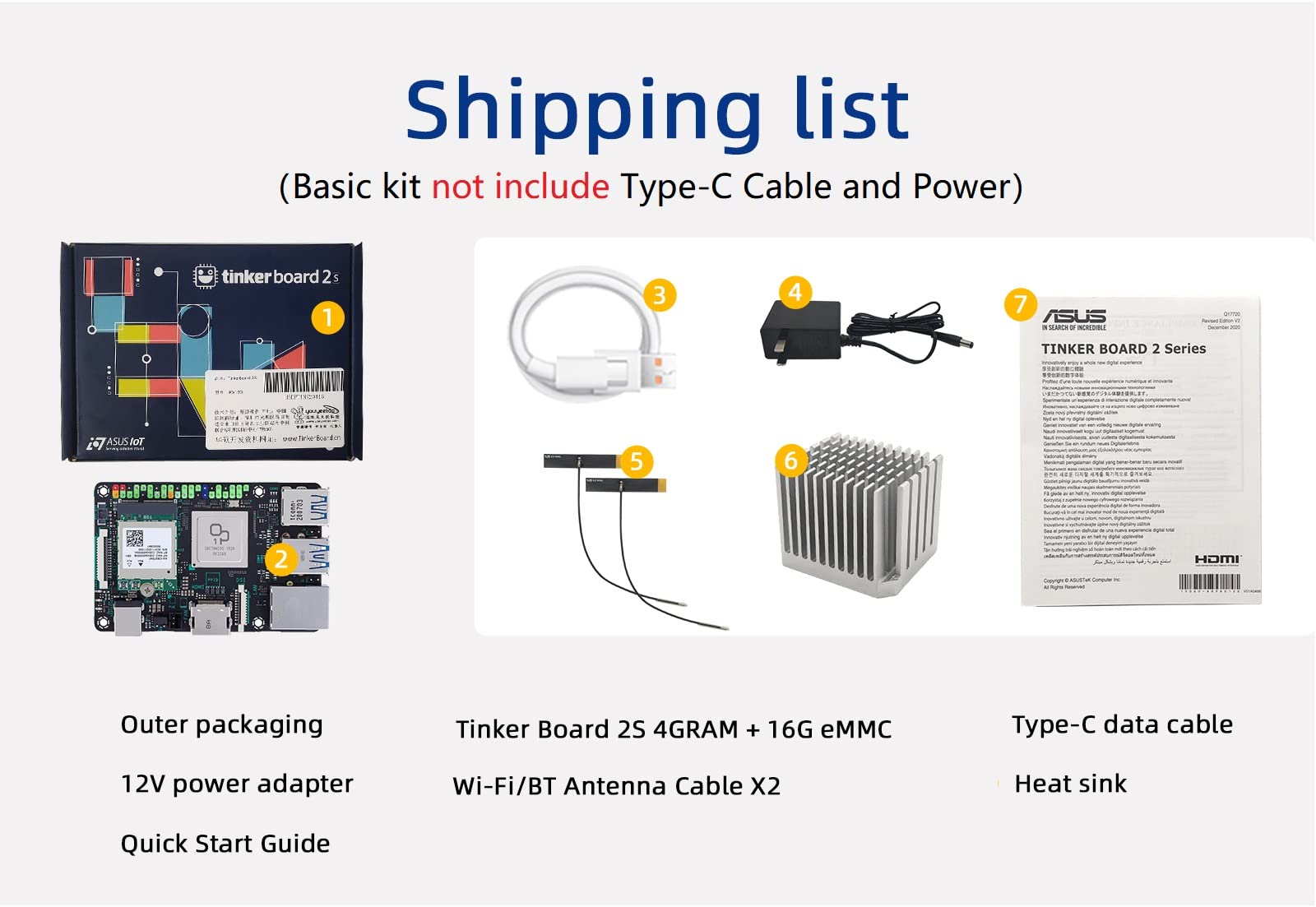 youyeetoo Tinker Board 2S AI Single Board Computer, 4GB RAM 16GB eMMC Support 4K Dual Display, onboard WiFi Bluetooth HDMI DP DSI Android 10 Debian 9(Basic Kit)