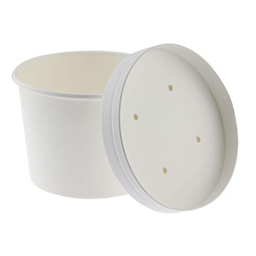 NYHI Paper Soup Storage Containers With Lids | 32 Ounce Insulated Take Out Disposable Food Storage Container Cups For Hot & Cold Foods | Eco Friendly To Go Soup Bowls With Vented Lid | 25 Pack