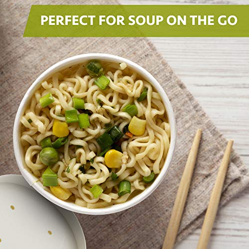 NYHI Paper Soup Storage Containers With Lids | 32 Ounce Insulated Take Out Disposable Food Storage Container Cups For Hot & Cold Foods | Eco Friendly To Go Soup Bowls With Vented Lid | 25 Pack