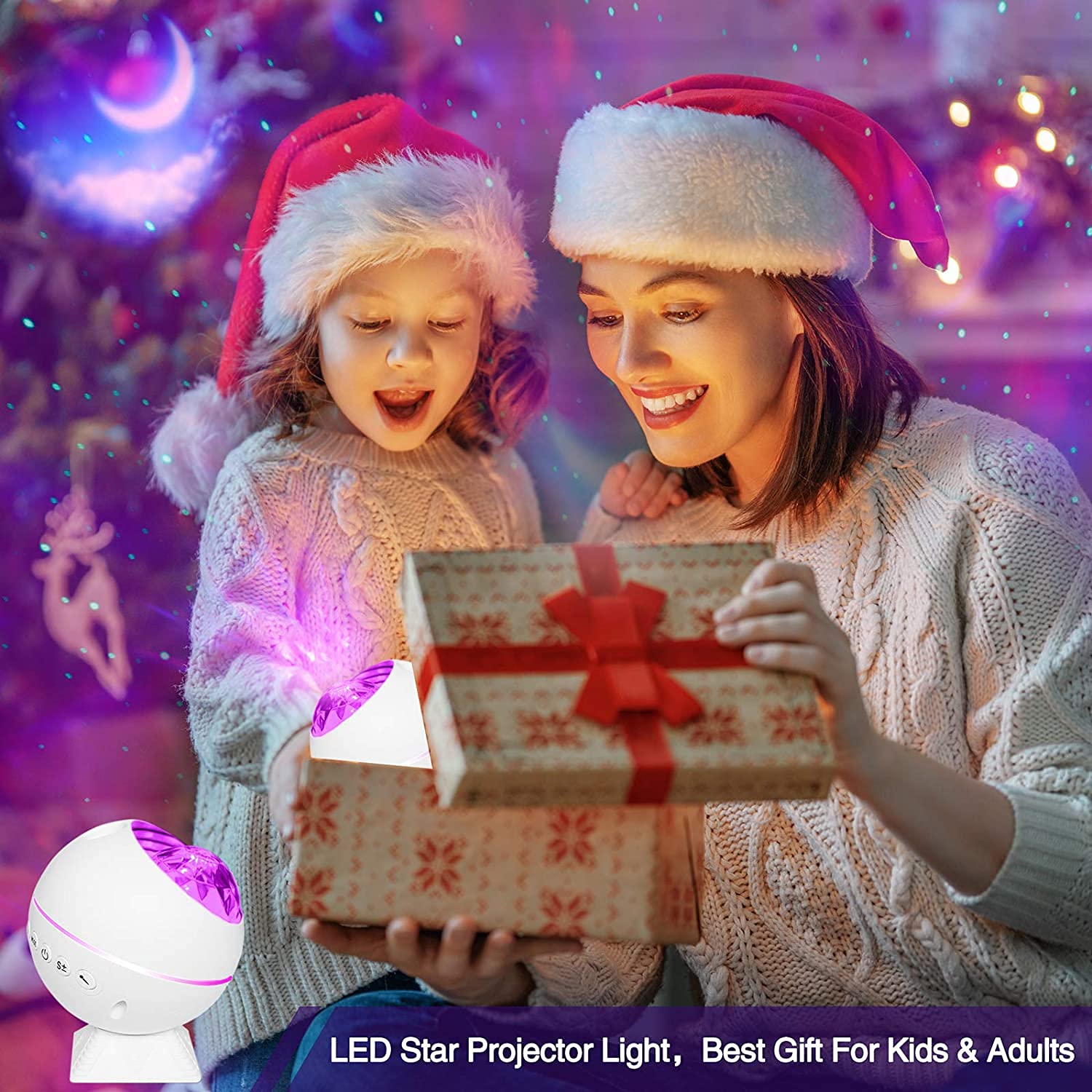 Star Projector, Galaxy Projector, Led Night Light with Remote Control Voice Control,for Bedroom New Year Gift Baby Rooms Starlight Dinners Game Rooms Home Party Gift for Kids (White)