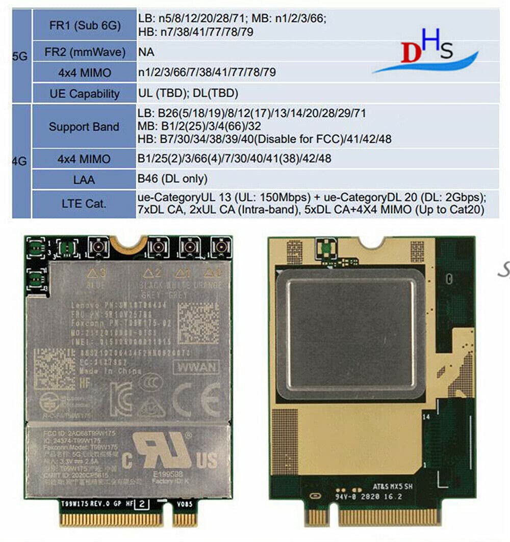 5W10V25768 Qualcomm X55 5G Module Card for ThinkPad X1 Fold Gen 1 X1 Titanium