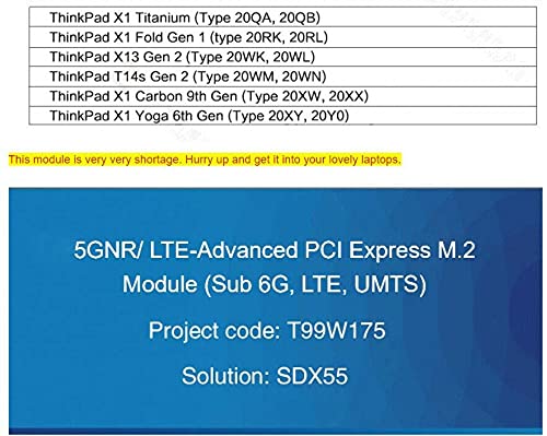 5W10V25768 Qualcomm X55 5G Module Card for ThinkPad X1 Fold Gen 1 X1 Titanium