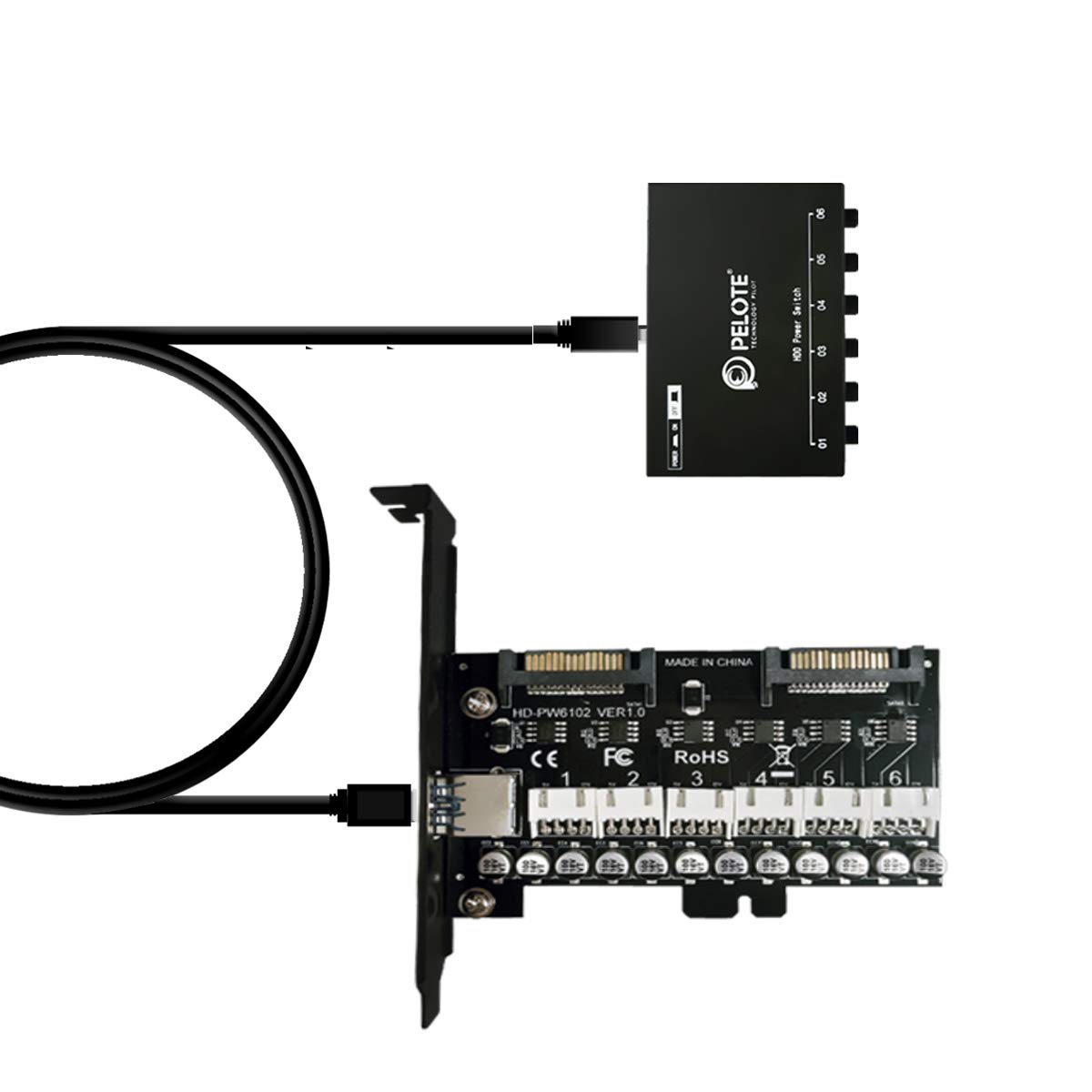 PELOTE Hard Drive Power Switch Module for 2.5 inch / 3.5 inch SATA HDD/SSD, 6-Way Hard Drive Power Independent Switch Controller with TVS Protection