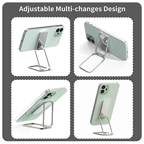 Phone Ring Holder, Senose Phone Kickstand Holder for Hand, Foldable Phone Finger Holder Grip for Magnetic Car Mount Compatible for iPhone Any Smartphone, Silver