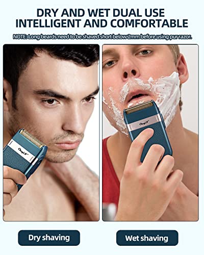 CkeyiN Men's Electric Shavers, Rechargeable Cordless Foil Shaver Razor with Replaceable Foil Head, Multifunction Wet & Dry Use Foil Shaver (Blue)