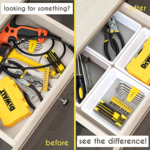 LIVORINI Drawer Organizers | Kitchen Drawer Organizer, Desk Drawer Organizer, Junk Drawer Organizer | Organization and Storage Tray [4 Pcs]