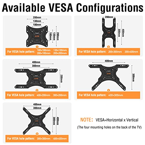 ELIVED Height Adjustable TV Wall Mount for Most 23-55 Inch TVs, Spring Arm Full Motion Swivel Tilt Articulating TV Mount Bracket Fits Max VESA 400x400mm, 44 lbs YD1010