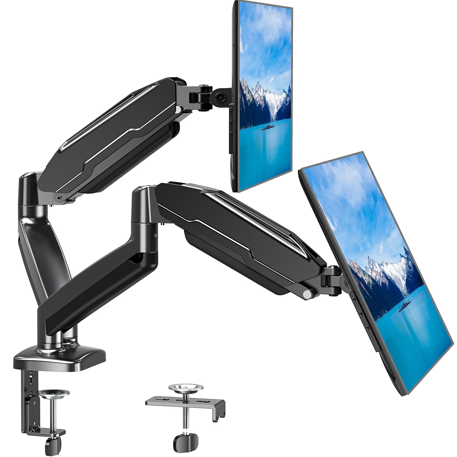 MOUNT PRO Dual Monitor Mount Fits 13 to 32 Inch Computer Screen, Height Adjustable Monitor Stand for 2 Monitors, Gas Spring Monitor Arm Holds up to 17. 6lbs Each, Monitor Desk VESA Mount, Black