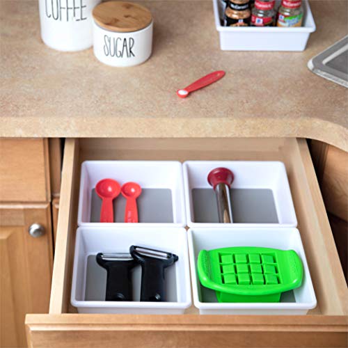 LIVORINI Drawer Organizers | Kitchen Drawer Organizer, Desk Drawer Organizer, Junk Drawer Organizer | Organization and Storage Tray [4 Pcs]
