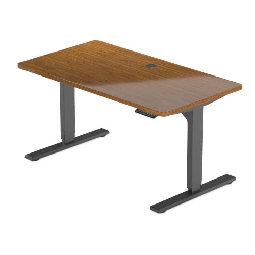Standing Desk Bamboo, Dual Motor Stand up Desk Adjustable Height Electric 48x30 - Bamboo Dark Gloss, Black Frame