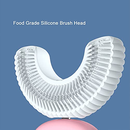 FLINEVE Manual Toothbrush with U-Shaped Bristles Food Grade Silicone Toothbrush Head for Kids 2-7 Years (Blue)