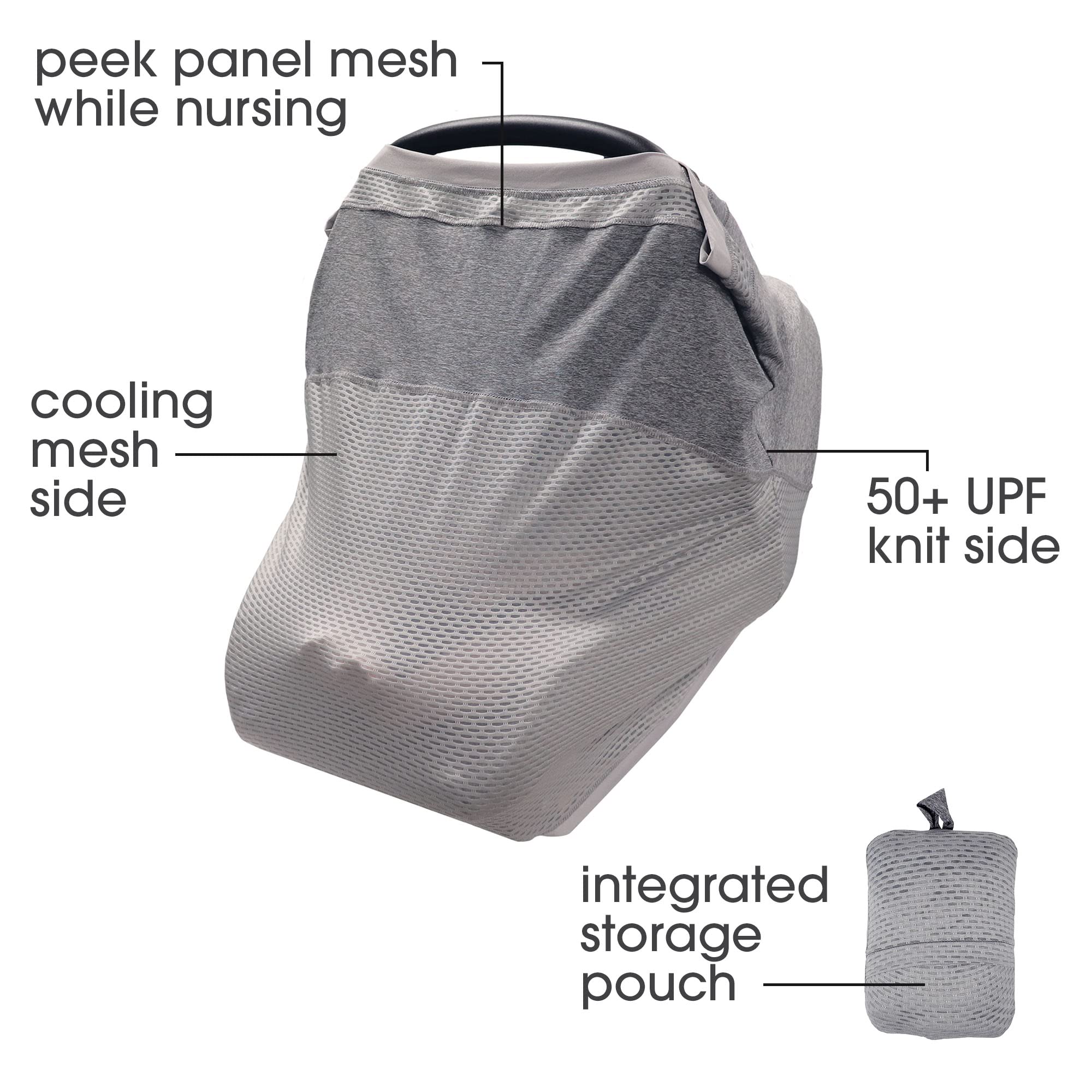 Boppy 4 and More Multi-use Cover, Pearl, Quick-Dry UPF 50+ Knit and Breathable Mesh, Versatile for Car Seat Canopy, Nursing Cover, Infant Strollers, Shopping Carts, Highchairs and More