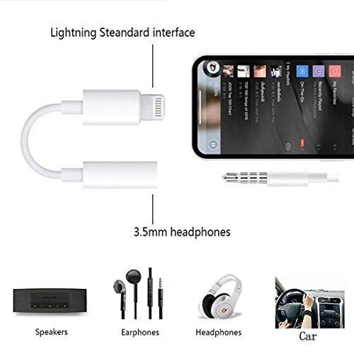 [Apple MFi Certified] 3 Pack iPhone Headphone Adapter Lightning to 3.5 mm Headphone Jack Converter Dongle Compatible with iPhone 14 13 12 11 11 Pro XR XS Max X 8 7 Support All iOS Music Control