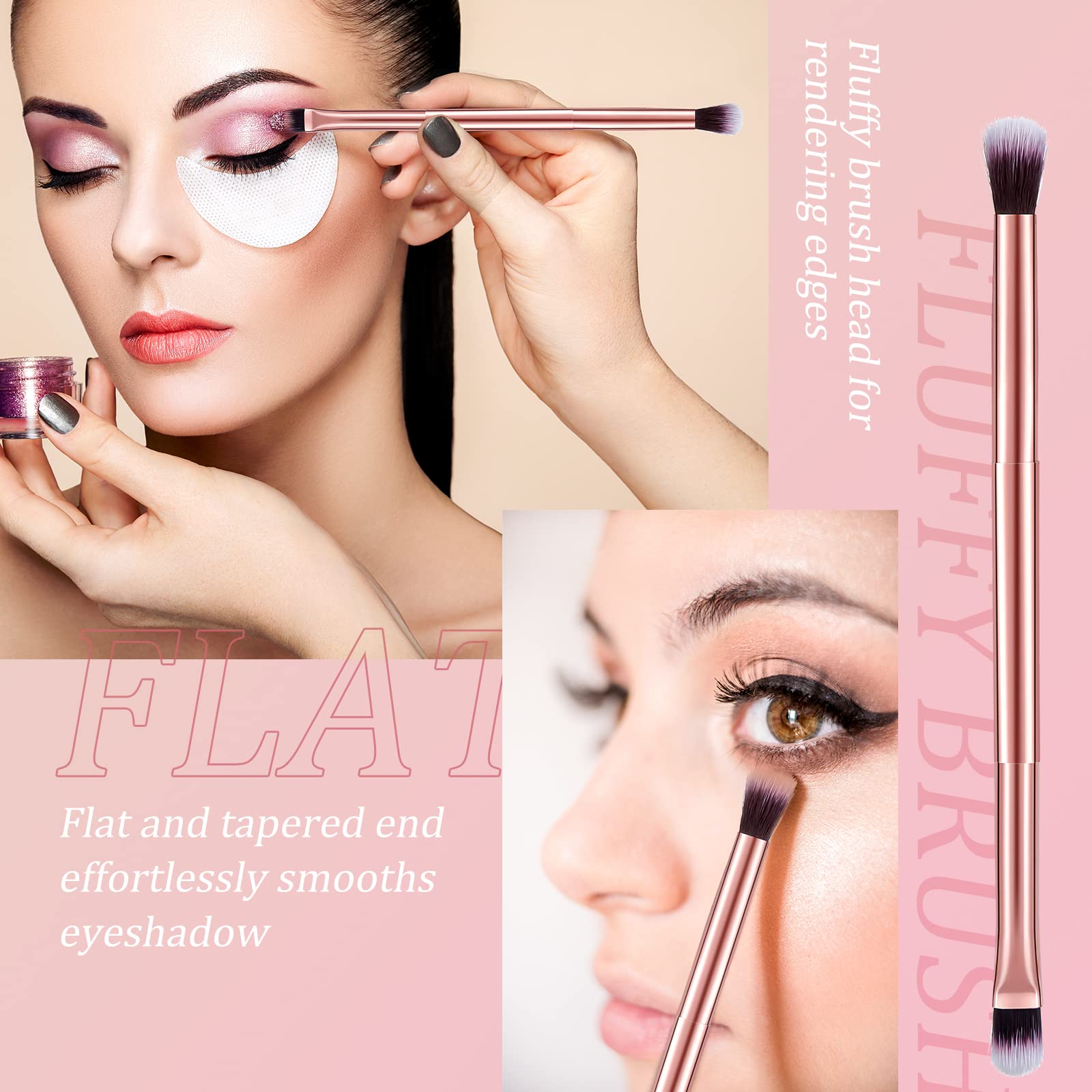 6 Pcs Eyeshadow Smudge Brush 2-in-1 Eyeshadow Brush 2 Double Ended Make Up Brush Concealer Brush Under Eye Small Soft Firm Pointed Foundation Makeup Applicator for Blending Eye Shadow Liner