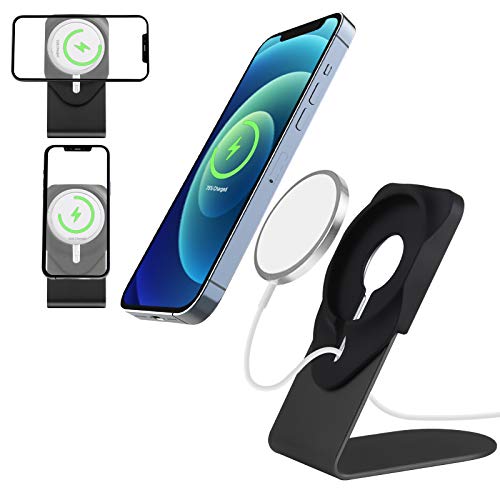 WENTT Aluminum MagSafe Charging Stand, a Mobile Phone Holder for Apple Magsafe Charger | OfficeHome Phone Holder for iPhone 12, 12 Pro, 12 Pro Max, 12 Mini (not Including MagSafe) (Black)