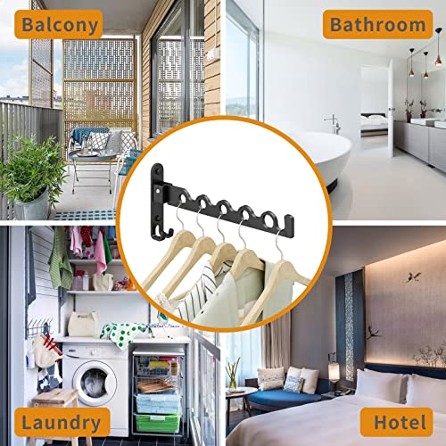 Danpoo Wall Mounted Drying Rack Clothing Foldable, Laundry Drying Rack Collapsible, Folding Clothes Hanger Holder, Matte Black(one Pack)