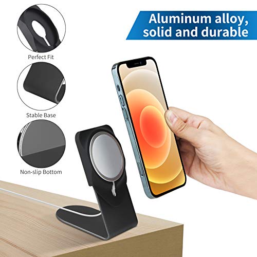 WENTT Aluminum MagSafe Charging Stand, a Mobile Phone Holder for Apple Magsafe Charger | OfficeHome Phone Holder for iPhone 12, 12 Pro, 12 Pro Max, 12 Mini (not Including MagSafe) (Black)