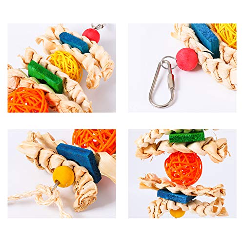 kidus 2-Pack Parrot Bird Bamboo Chewable Sound Toy Set Bird Supplies Bird Cage Accessories