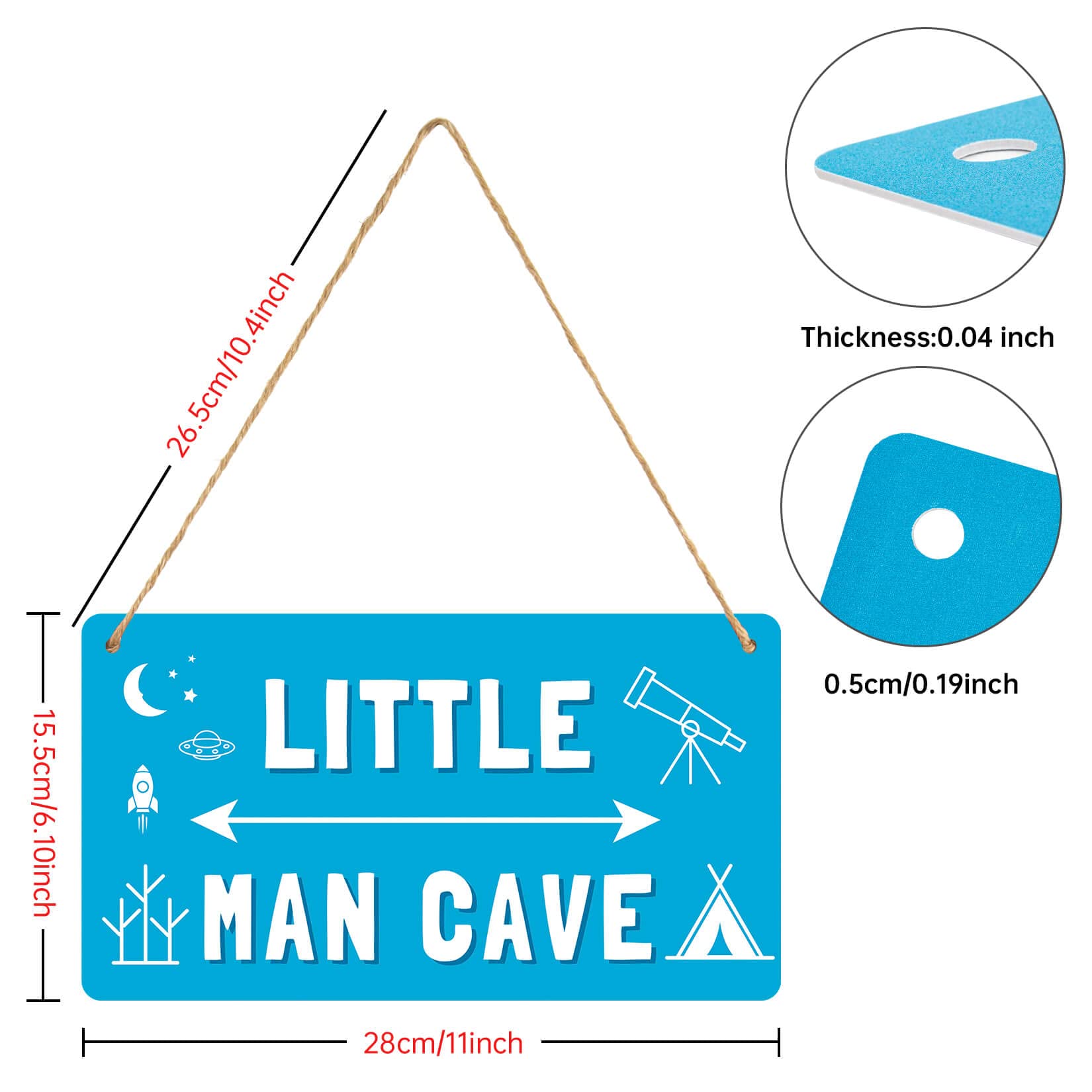 Little Man Cave, Toddler Boy Room Decor, PVC Plastic Decoration Hanging Sign, Water proof, Kids Room Signs For Door