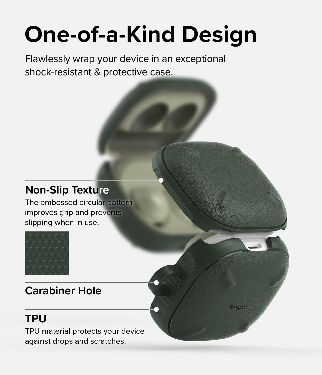 Ringke Onyx Compatible with Samsung Galaxy Buds 2 Pro/Pro / 2 / Live/FE Case, Oil & Dirt Resistant Non-Slip Cover - Dark Green